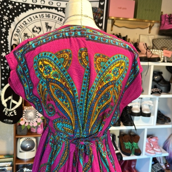 Kartika Batik | Dresses | Kartika Batik Dress Bright Fuchsia Pink Gold ...